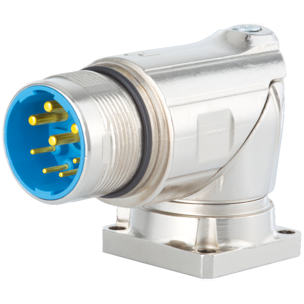 M23 Power Right Angle Panel Connector, Male Thread, Rotatable 330 ...