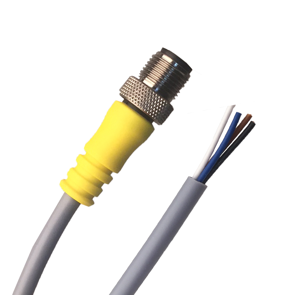 M12 Straight and Flying Lead Cordset, Male Thread, 4-Position ...