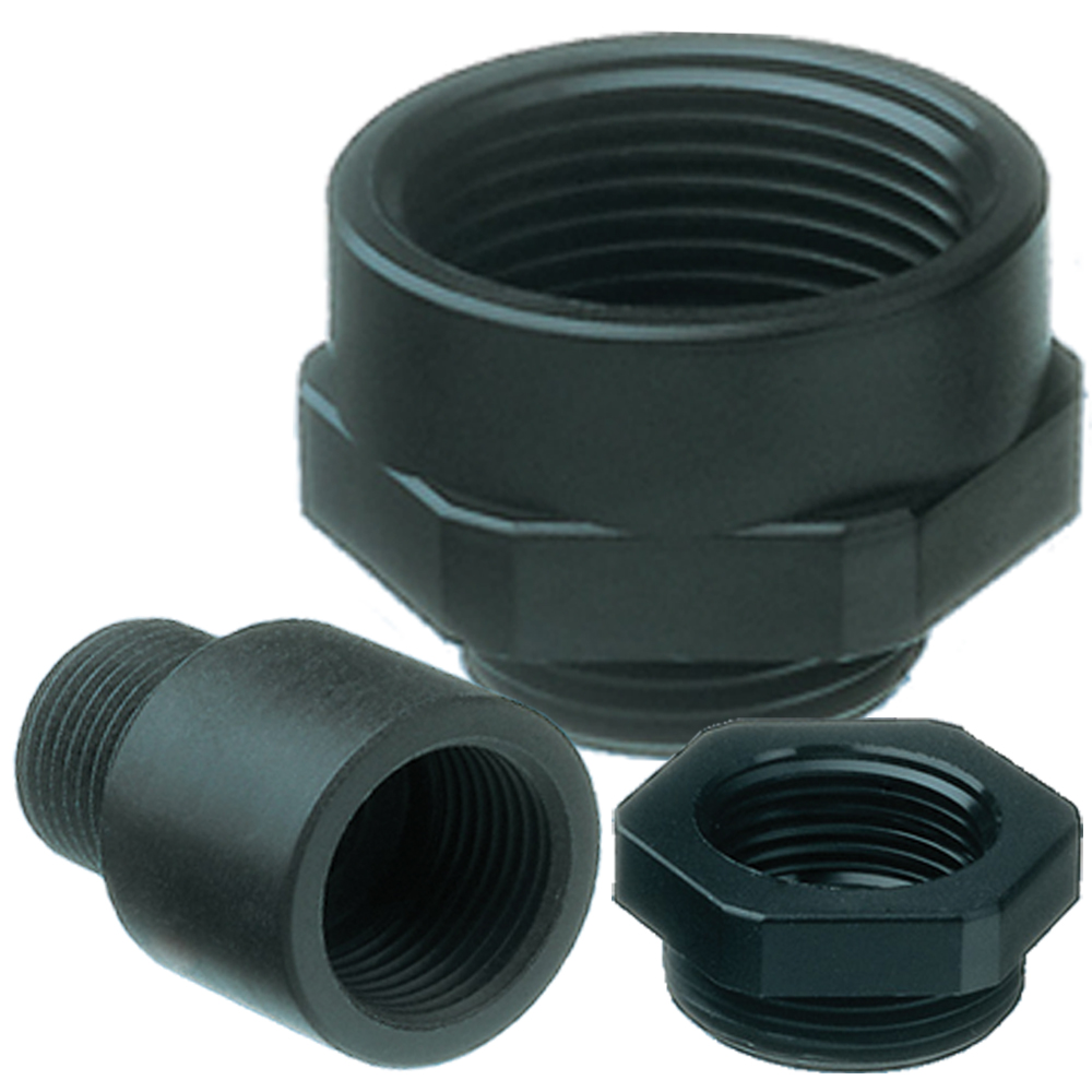 Thread Adapters | Black Nylon | Nickel Plated Brass | Black ...